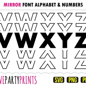 Mirror Font SVG, PNG and Pdf Files, Full Alphabet, Stacked Letters ...