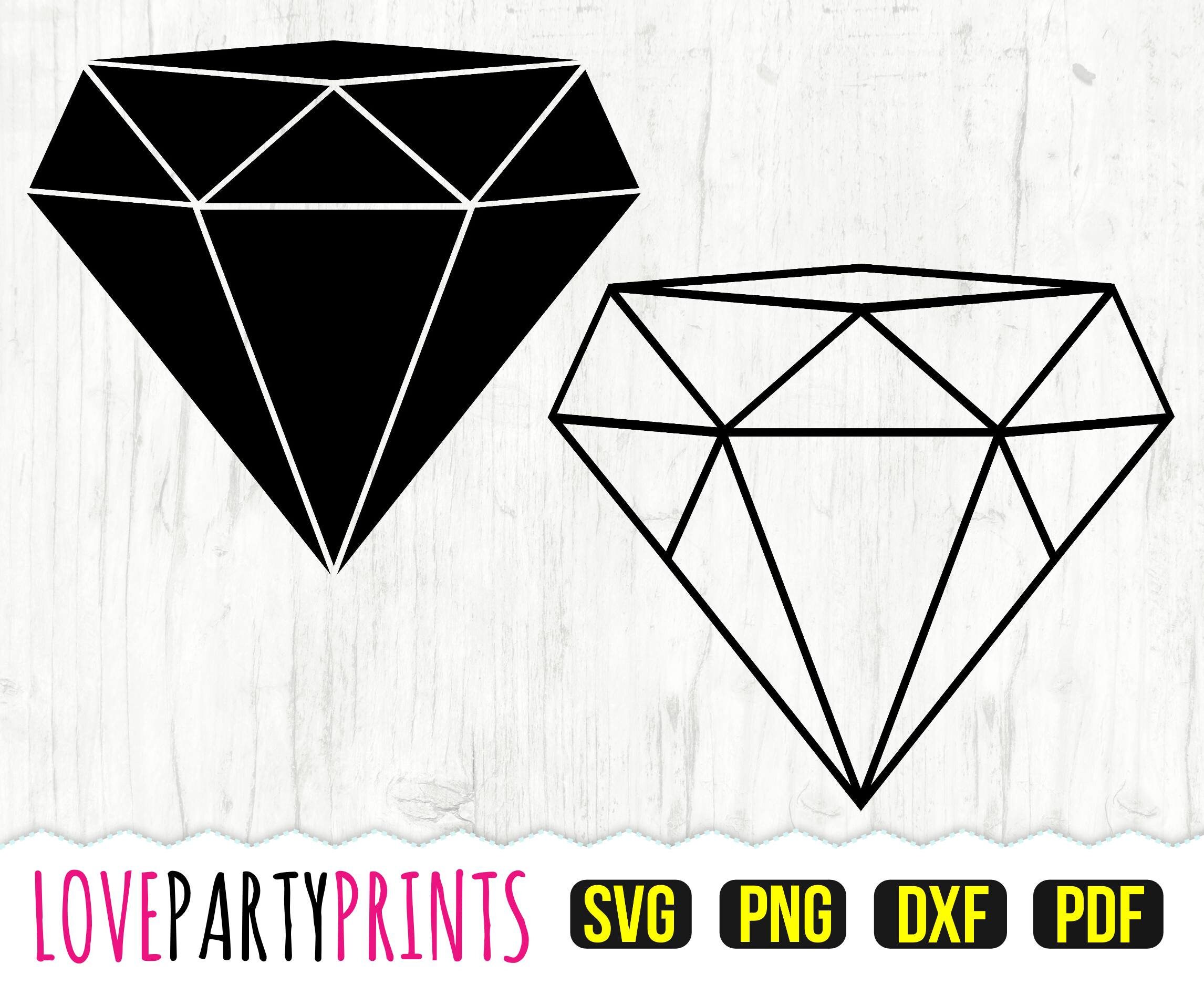 Diamond SVG DXF PNG Pdf Diamond Outline Svg Black Diamond | Etsy