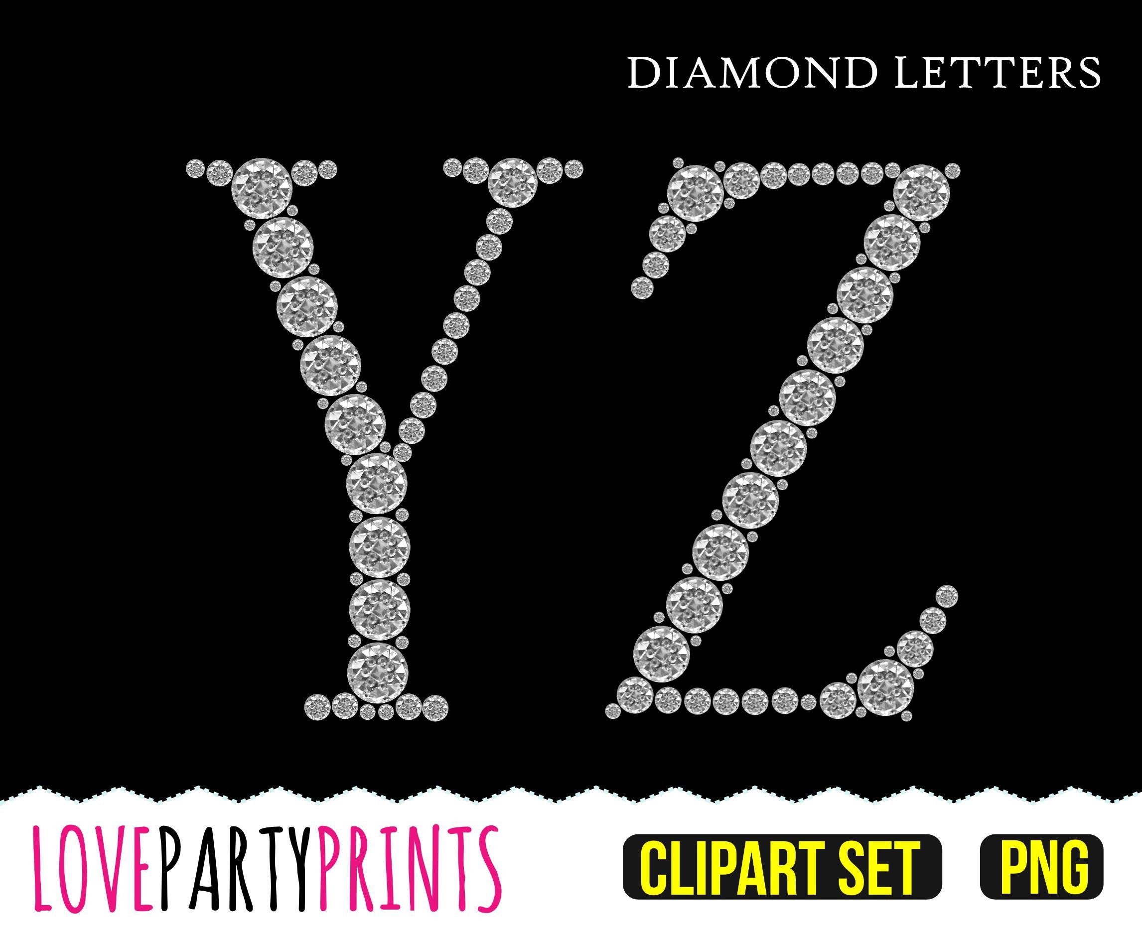 DIAMOND LETTERS PNG Files Full Diamond Alphabet 300dpi High - Etsy