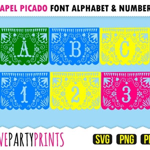 Papel Picado Font SVG, Png and Pdf Files, 300dpi High Quality ...