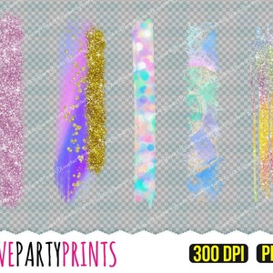 Rainbow Brush Strokes Clipart, PNG Format 300dpi, Rainbow Glitter ...
