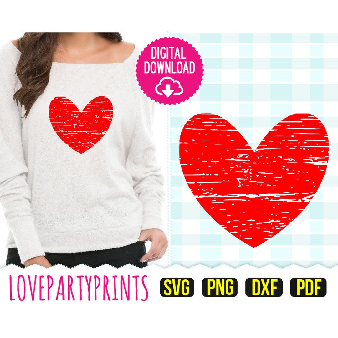 Distressed Heart Svg, DXF, PNG, PDF, Valentines Svg, Instant Download ...
