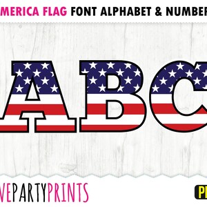 AMERICAN FLAG Alphabet and Numbers PNG, Usa Alphabet Png, Usa Numbers ...