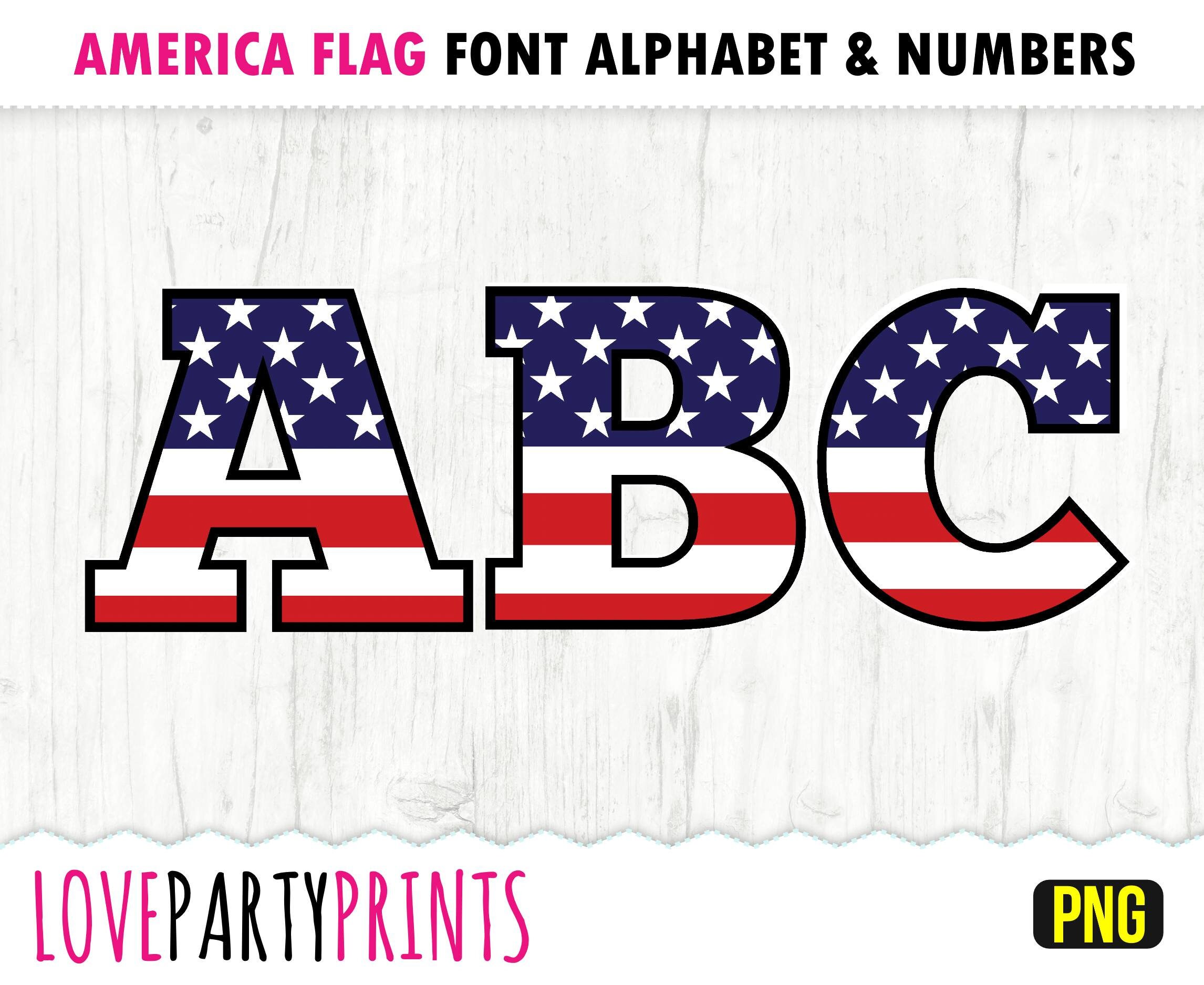 AMERICAN FLAG Alphabet and Numbers PNG Usa Alphabet Png Usa - Etsy