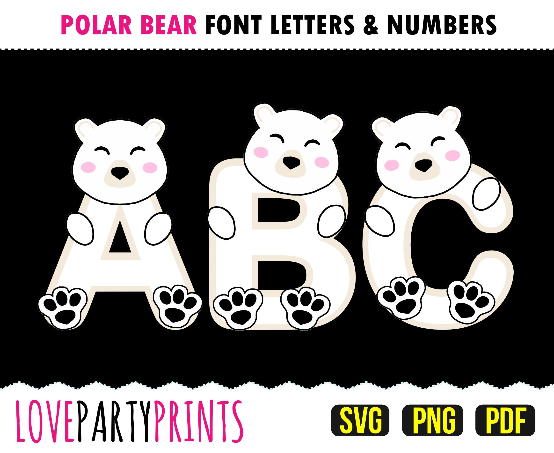 POLAR BEAR FONT Svg Png and Pdf Files Polar Bear Alphabet - Etsy UK