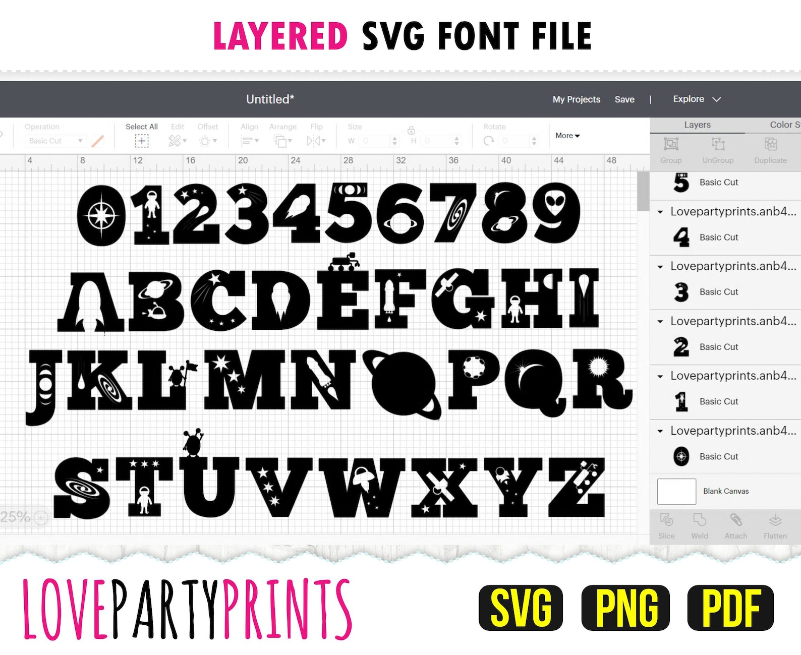 SPACE FONT SVG, Png, Pdf, Space Alphabet and Numbers Clipart, Kids ...