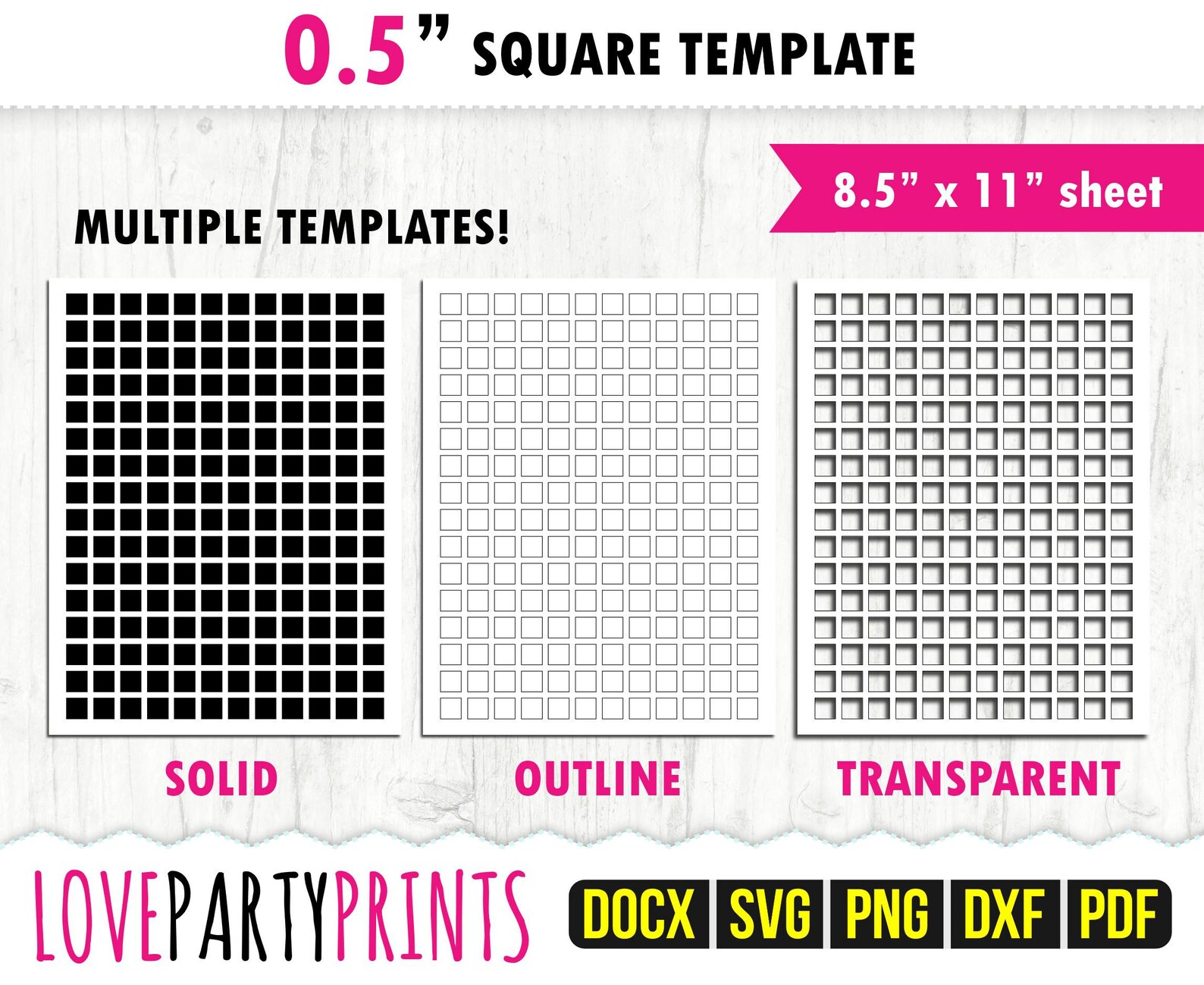0.5inch Square Template SVG PDF Png Dxf Blank Square - Etsy