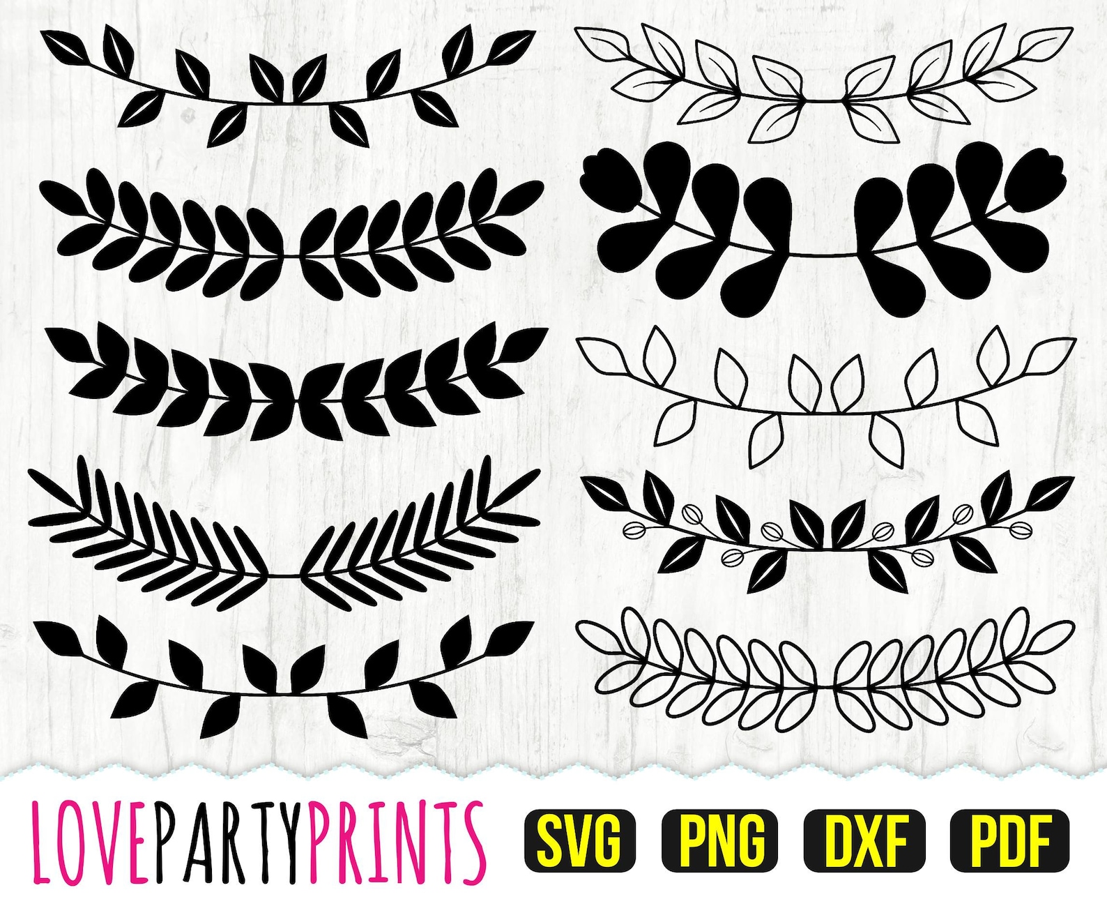 Leaf Dividers SVG DXF PNG Pdf Leaf Borders Svg Leaves | Etsy