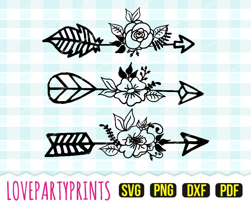 Flower Feather Arrows Svg DXF PNG PDF Boho Svg Bundle | Etsy