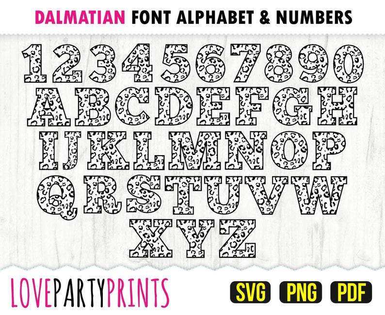 DALMATIAN FONT SVG Png Pdf Dalmatian Alphabet Dalmatian - Etsy