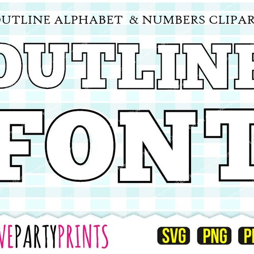 SKINNY Outline Letters and Numbers SVG Png and Pdf Files - Etsy