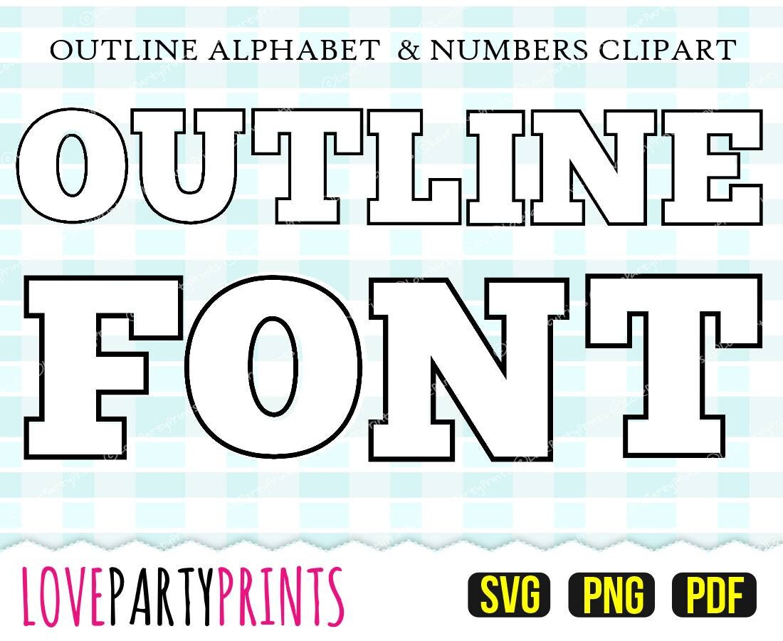 OUTLINE LETTERS and Numbers SVG Png and Pdf Files 300dpi | Etsy