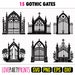 Gothic Gate SVG Bundle, PNG, EPS, Dxf, Spooky Gates, Medieval Gate ...