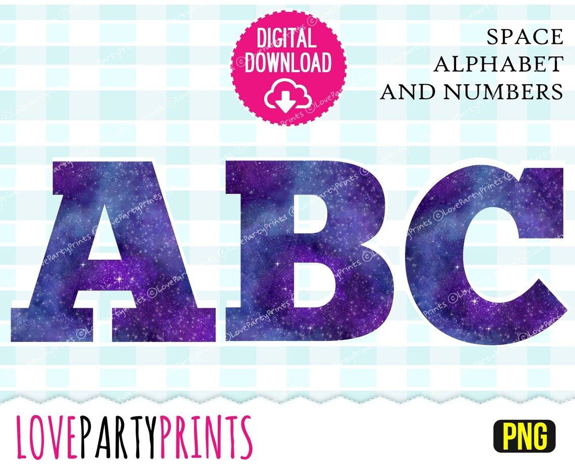 GALAXY FONT PNG Files Starry Night Sky Alphabet and Numbers - Etsy UK