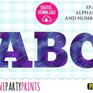 GALAXY FONT PNG Files, Starry Night Sky Alphabet and Numbers, 300dpi ...