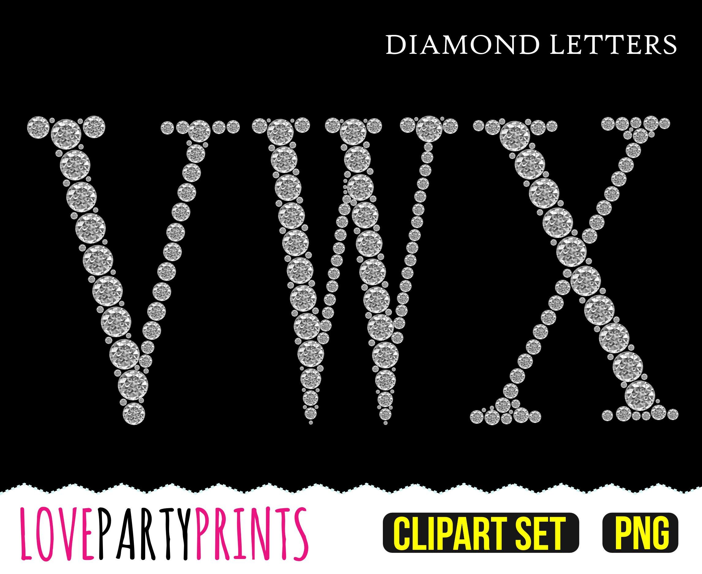 DIAMOND LETTERS PNG Files Full Diamond Alphabet 300dpi High - Etsy