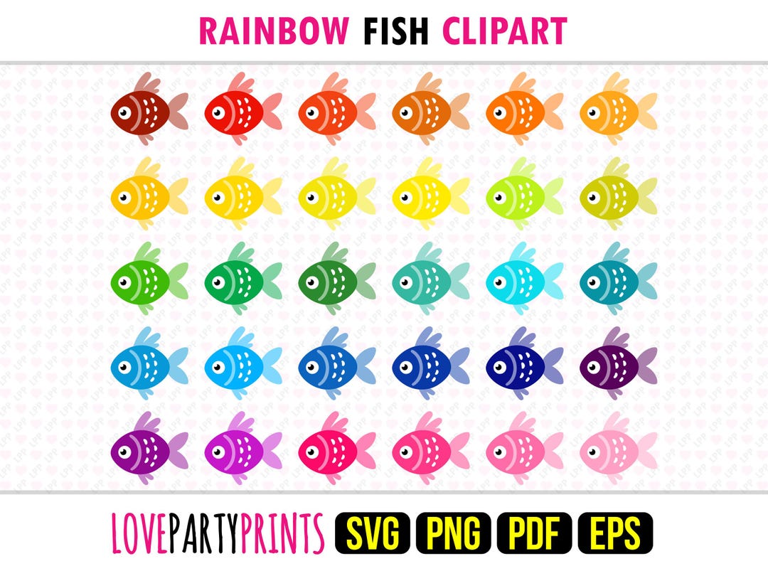 Kids Fish Clipart SVG, PNG EPS Pdf, 30 Templates, Cute Fishes, Colorful ...