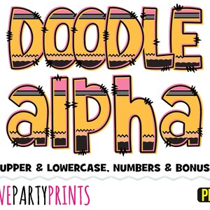 Pencil Alphabet Doodle PNG Font Uppercase and Lowercase - Etsy