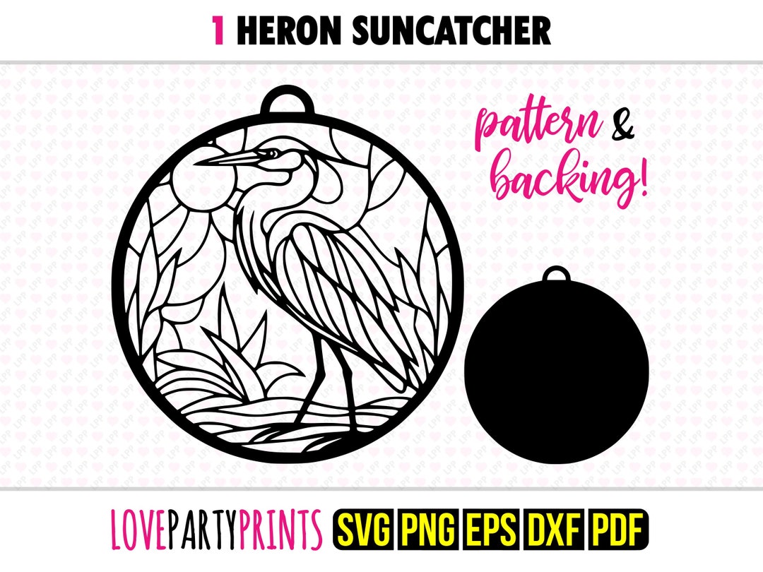 Heron Suncatcher SVG, Dxf, Png, Pdf, Eps, Summer Window Ornament Sun ...