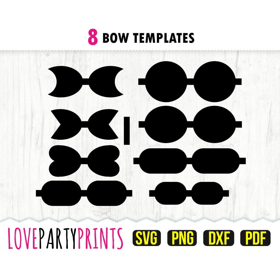 Paquete de moños Svg, DXF, PNG, PDF, plantilla de moño para el cabello ...