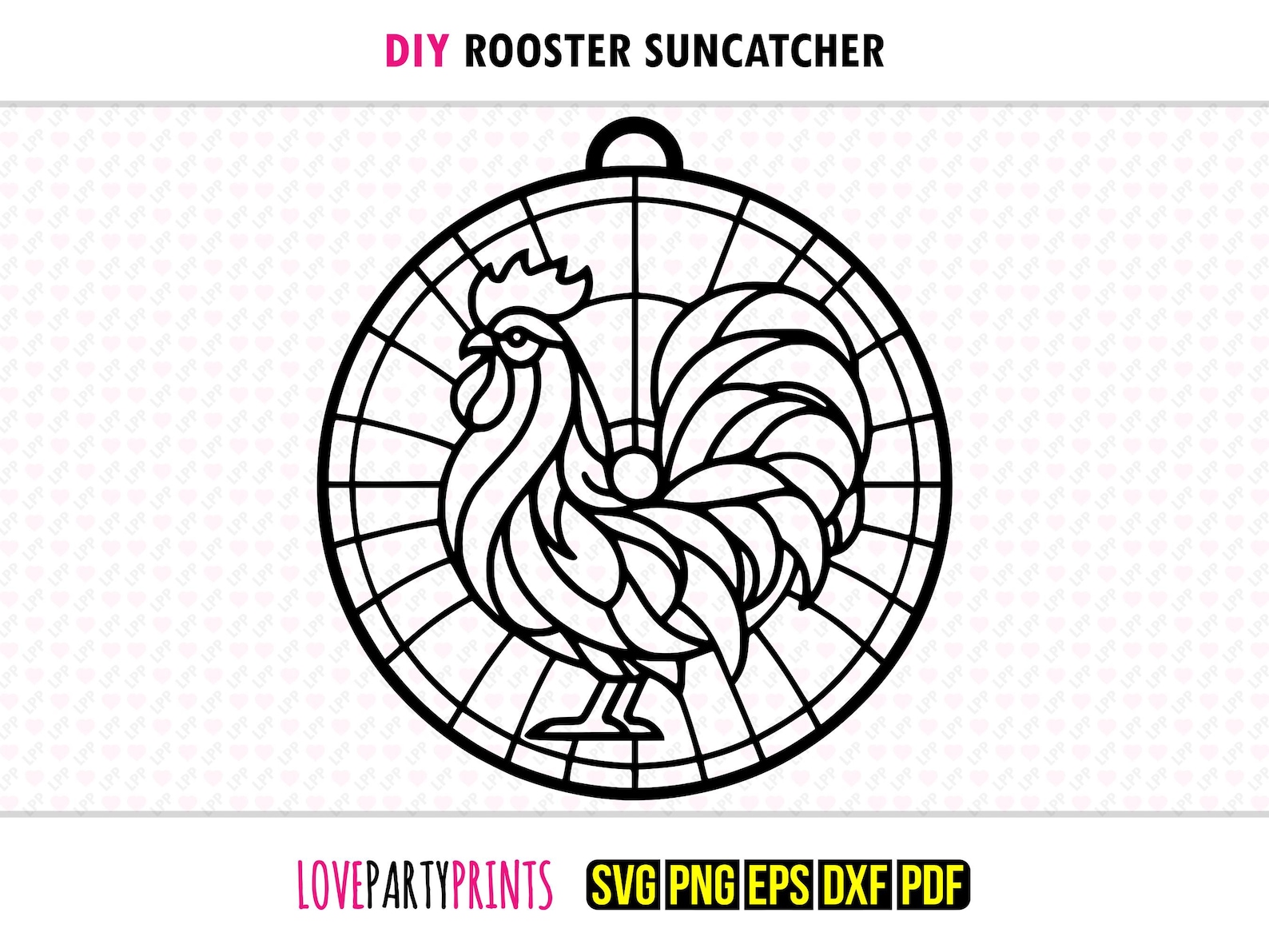 Rooster SVG Suncatcher, Dxf, Png, Pdf, Eps, Cockerel Ornament Sun ...