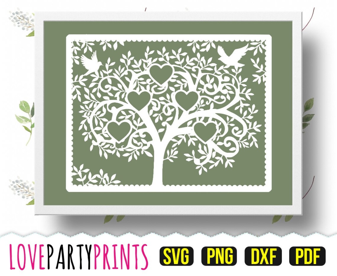 5 Name Family Tree Papercut Template PDF and PNG Clip Art With Svg and ...