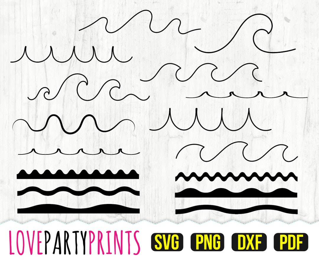 Water Waves SVG Bundle, DXF, PNG, Pdf, Waves Svg, Beach Svg, Sea Svg ...