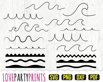 Ocean Wave SVG, Beach SVG, Water Clipart, Waves PNG, Beach, Digital ...