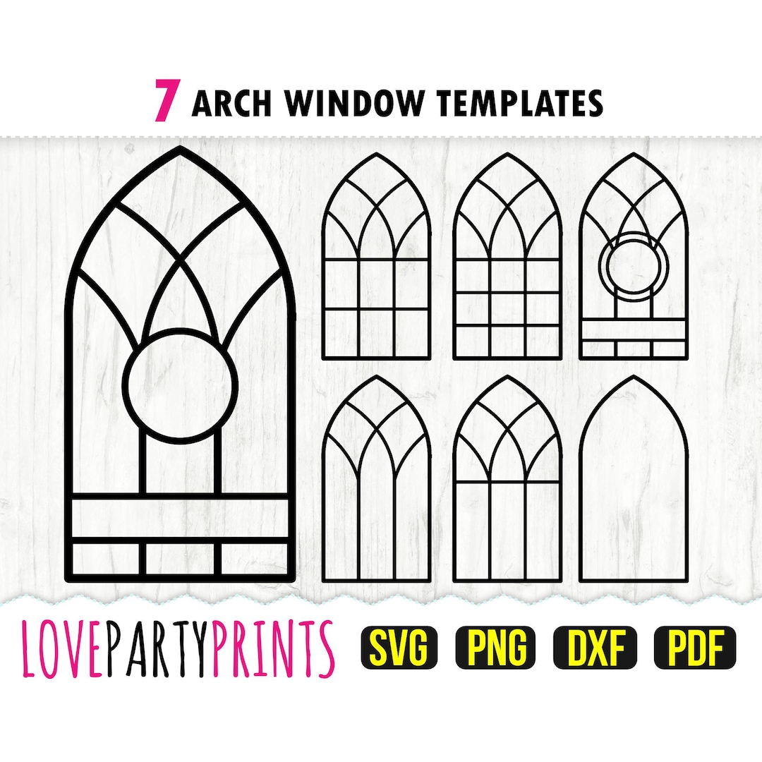 Arch Windows SVG, DXF, PNG, Pdf, Window Frame Svg, Arch Window Monogram ...