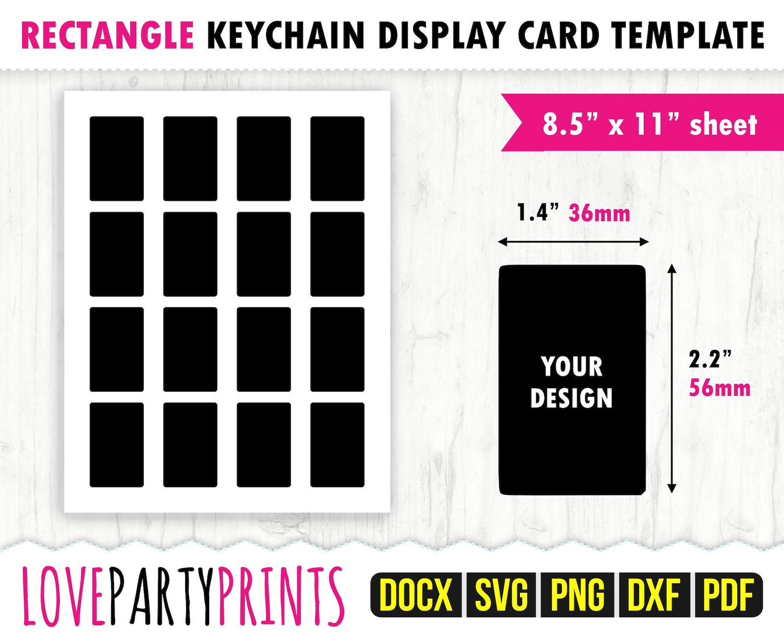 Rectangle Keychain Display Card Template SVG PDF Png Dxf - Etsy