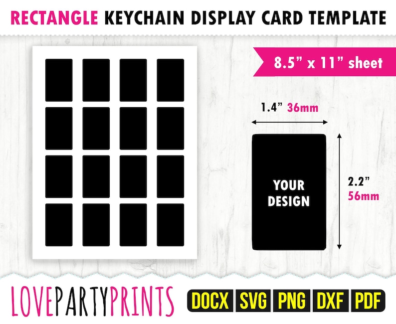 Rectangle Keychain Display Card Template SVG PDF Png Dxf - Etsy