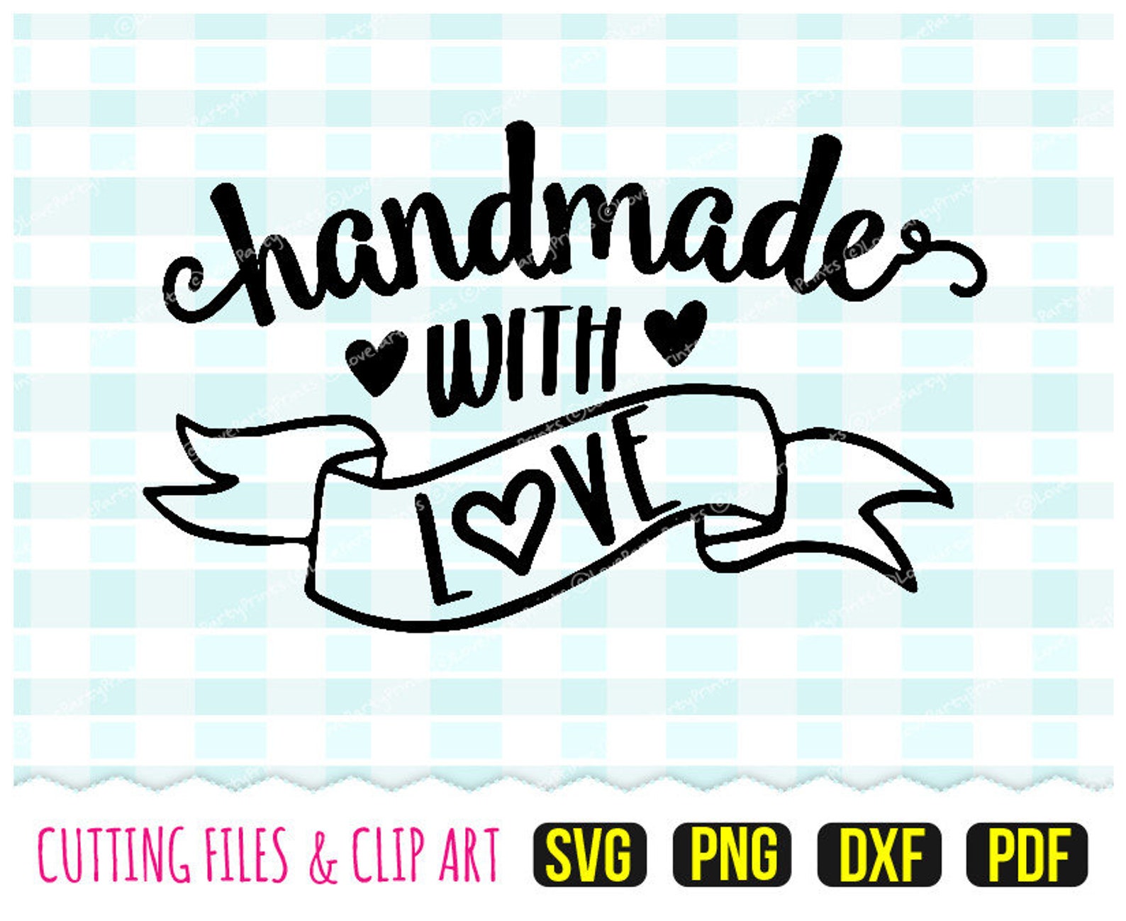 Handmade With Love Svg, DXF, PNG, PDF, Handmade Banner Svg, Handmade ...