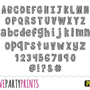 Plaid Doodle Letters Numbers PNG Font, Uppercase & Lowercase Alphabet ...