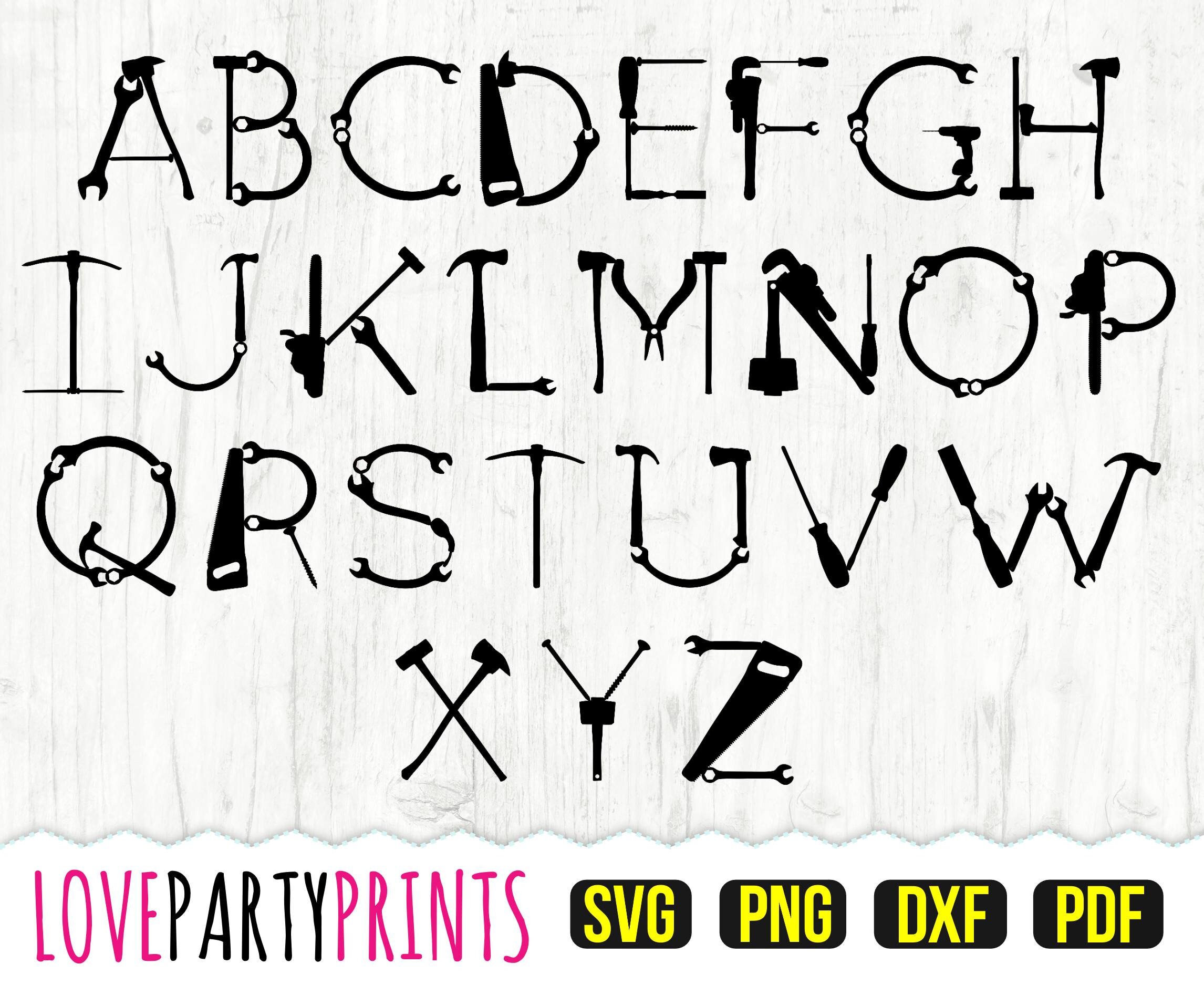TOOLS FONT SVG Dxf Png Pdf Tool Alphabet Letters Work | Etsy