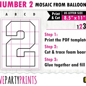 Square Number 2, Mosaic From Balloons, 1ft, 2ft, 3ft, 4ft, 5ft, 6ft ...