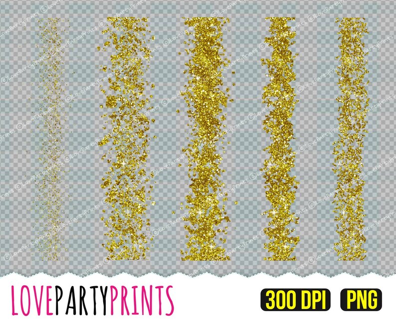 Gold Glitter Borders Clipart PNG Format 300dpi Seamless - Etsy
