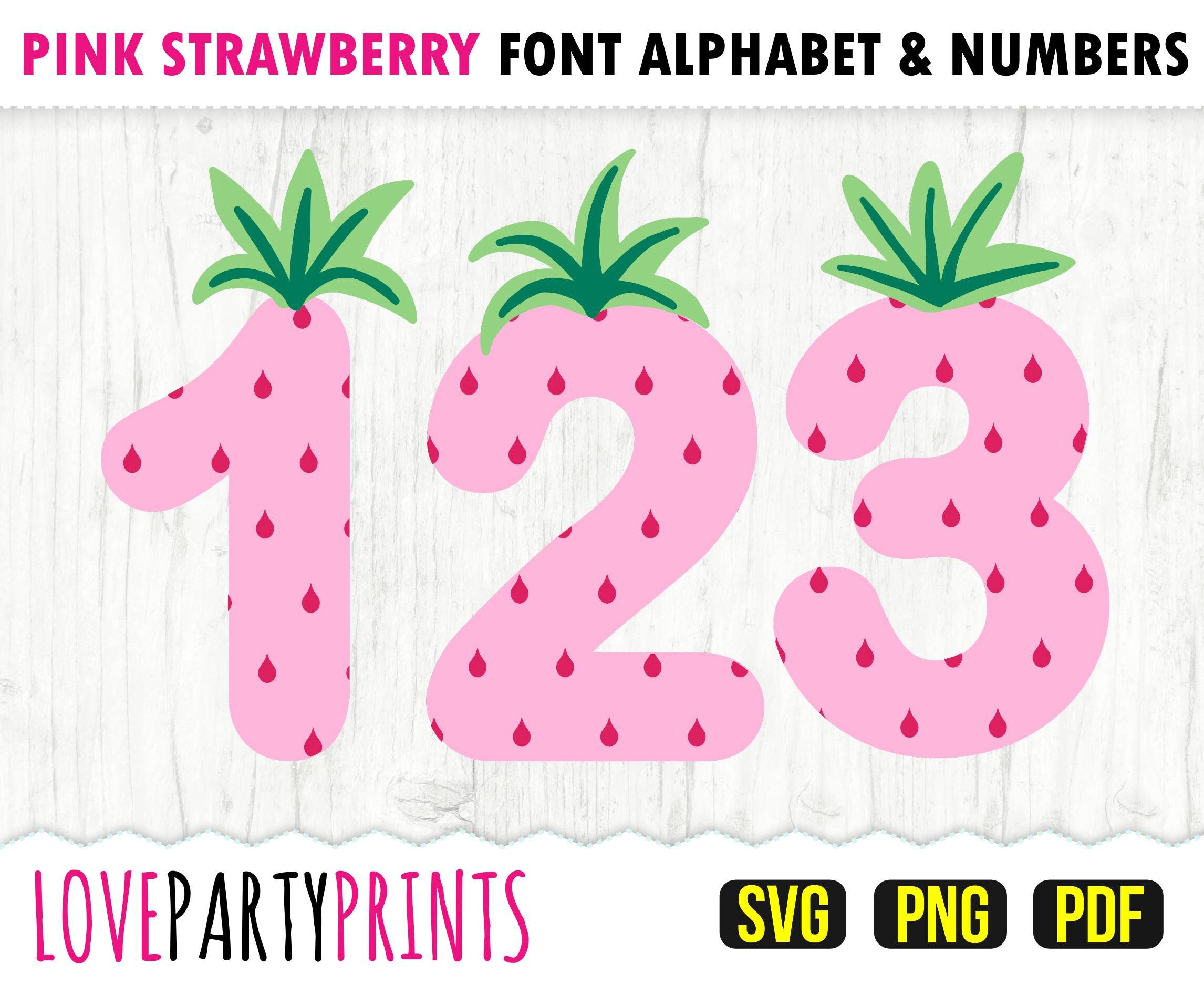 STRAWBERRY FONT SVG Png and Pdf Files 300dpi High Quality - Etsy