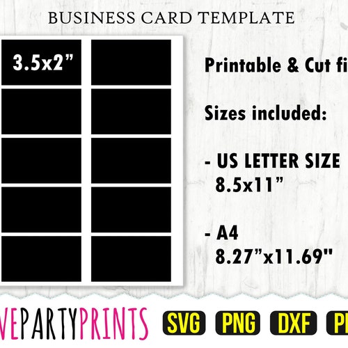 Business Card Template SVG PDF Png Dxf Blank Template - Etsy