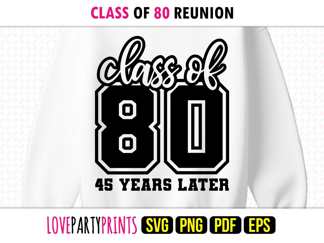 Reunion Class 80 SVG Png Pdf Eps, Class of 1980, 80s Graduate Senior ...
