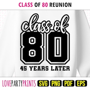 Reunion Class 80 SVG Png Pdf Eps, Class of 1980, 80s Graduate Senior ...