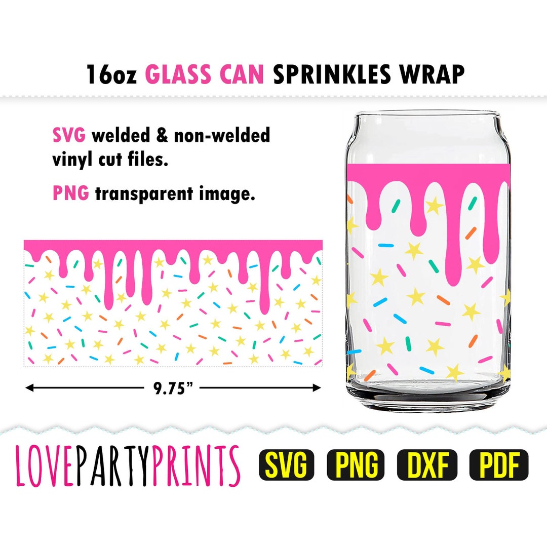 Sprinkles Can Glass Wrap SVG, DXF, PNG, Pdf, Frosting Glass Can Wrap ...