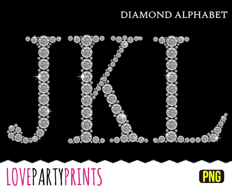 DIAMOND FONT PNG Files Full Diamond Alphabet 300dpi High - Etsy