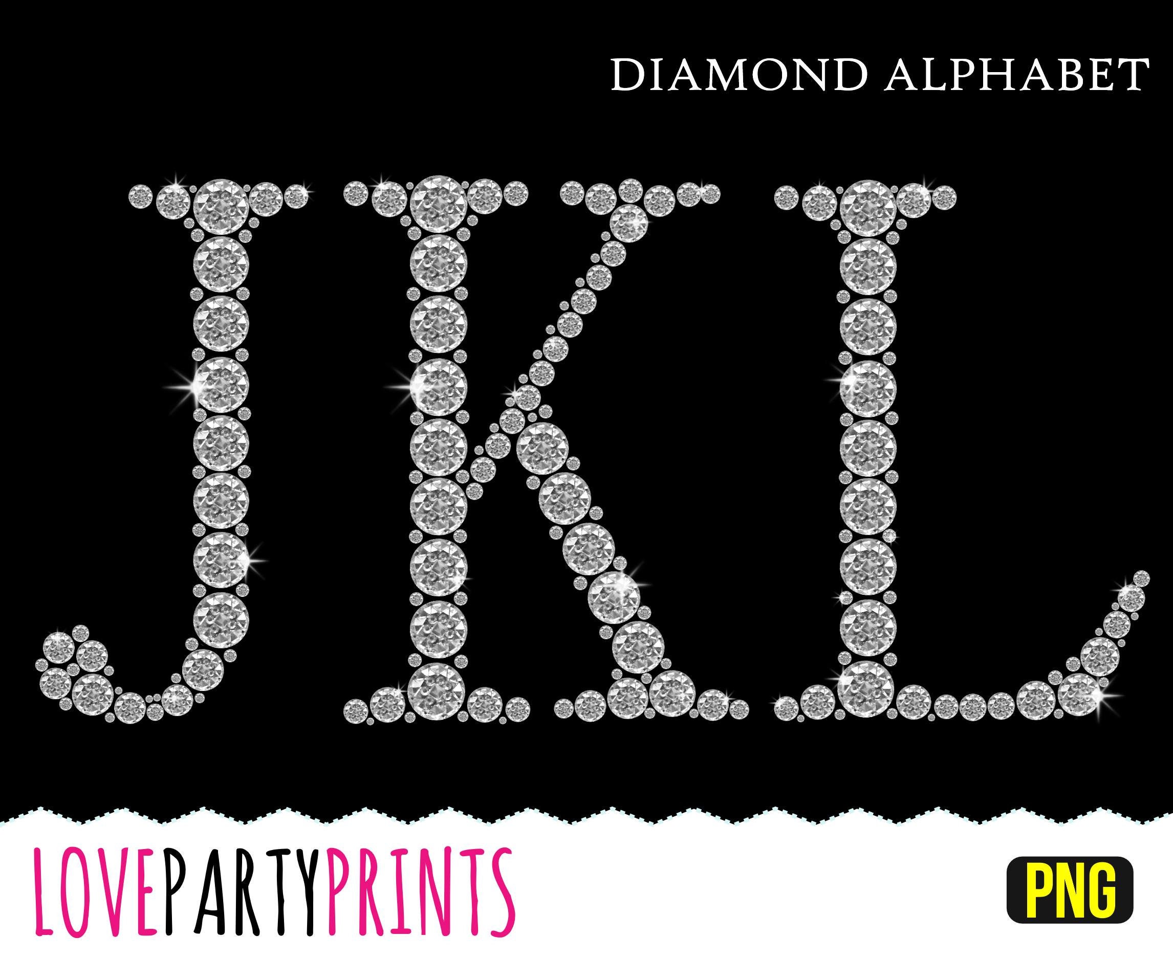 DIAMOND FONT PNG Files Full Diamond Alphabet 300dpi High - Etsy