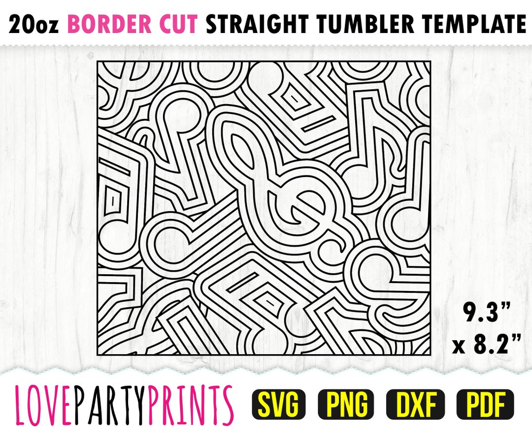 Music Burst Tumbler SVG, DXF, PNG, Pdf, 20 Oz Skinny Tumbler Template ...