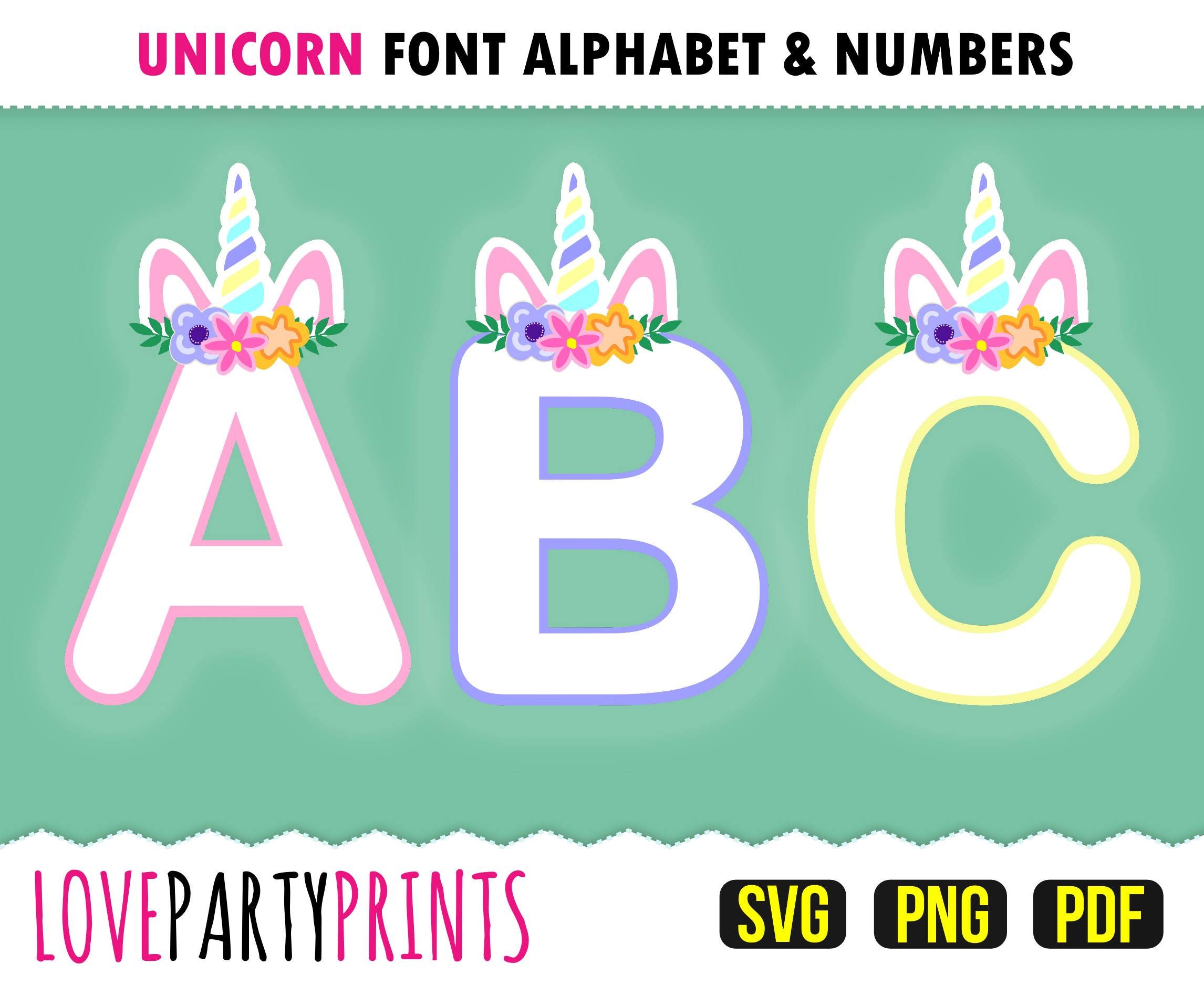 UNICORN ALPHABET Svg Png and Pdf Files Unicorn Font Unicorn - Etsy