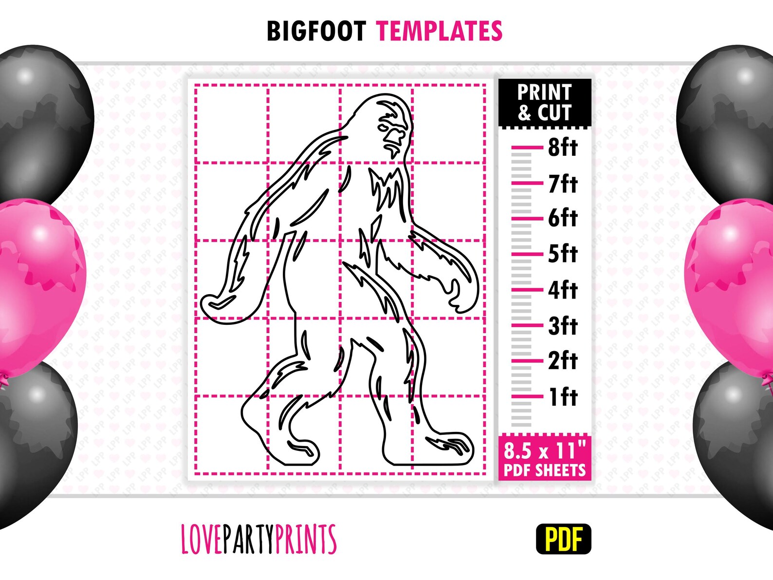 Bigfoot Walking Template PDF, Print and Cut Templates, Life Size ...