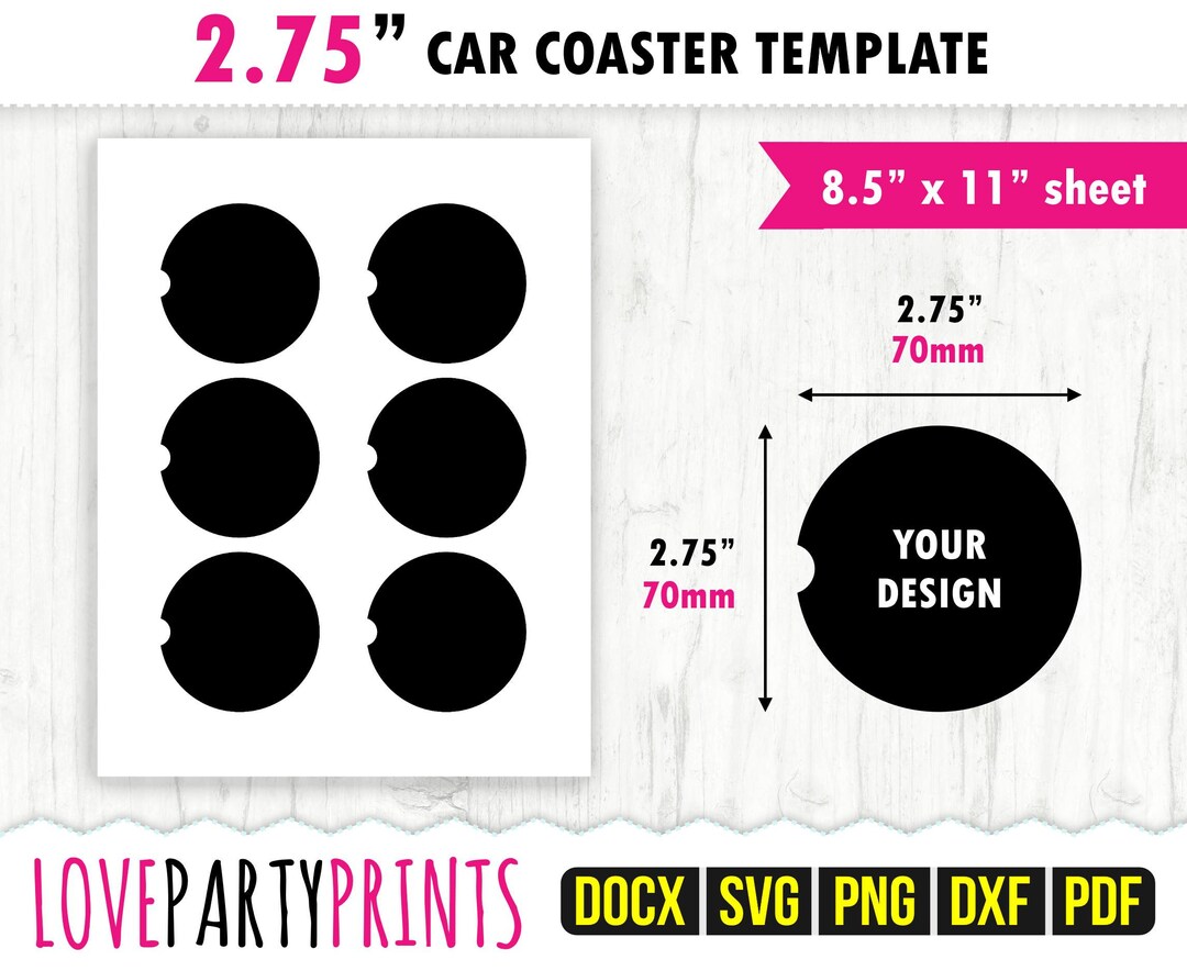 2.75inch Car Coaster Template Svg Pdf Png Dxf Blank Car - Etsy