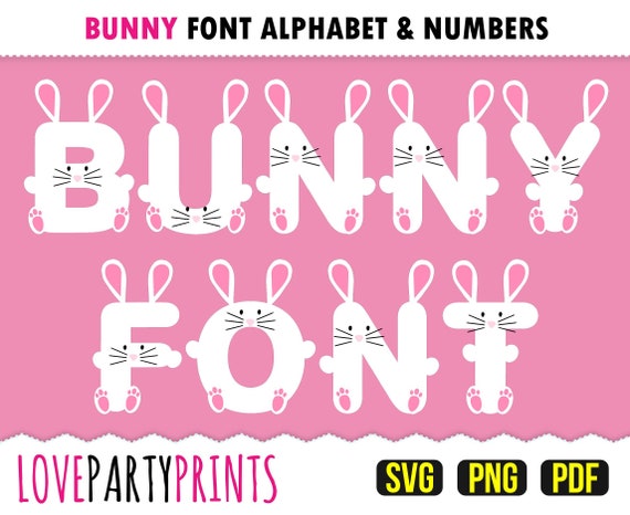 BUNNY FONT SVG and Png Bunny Letters Svg Bunny Numbers Svg - Etsy