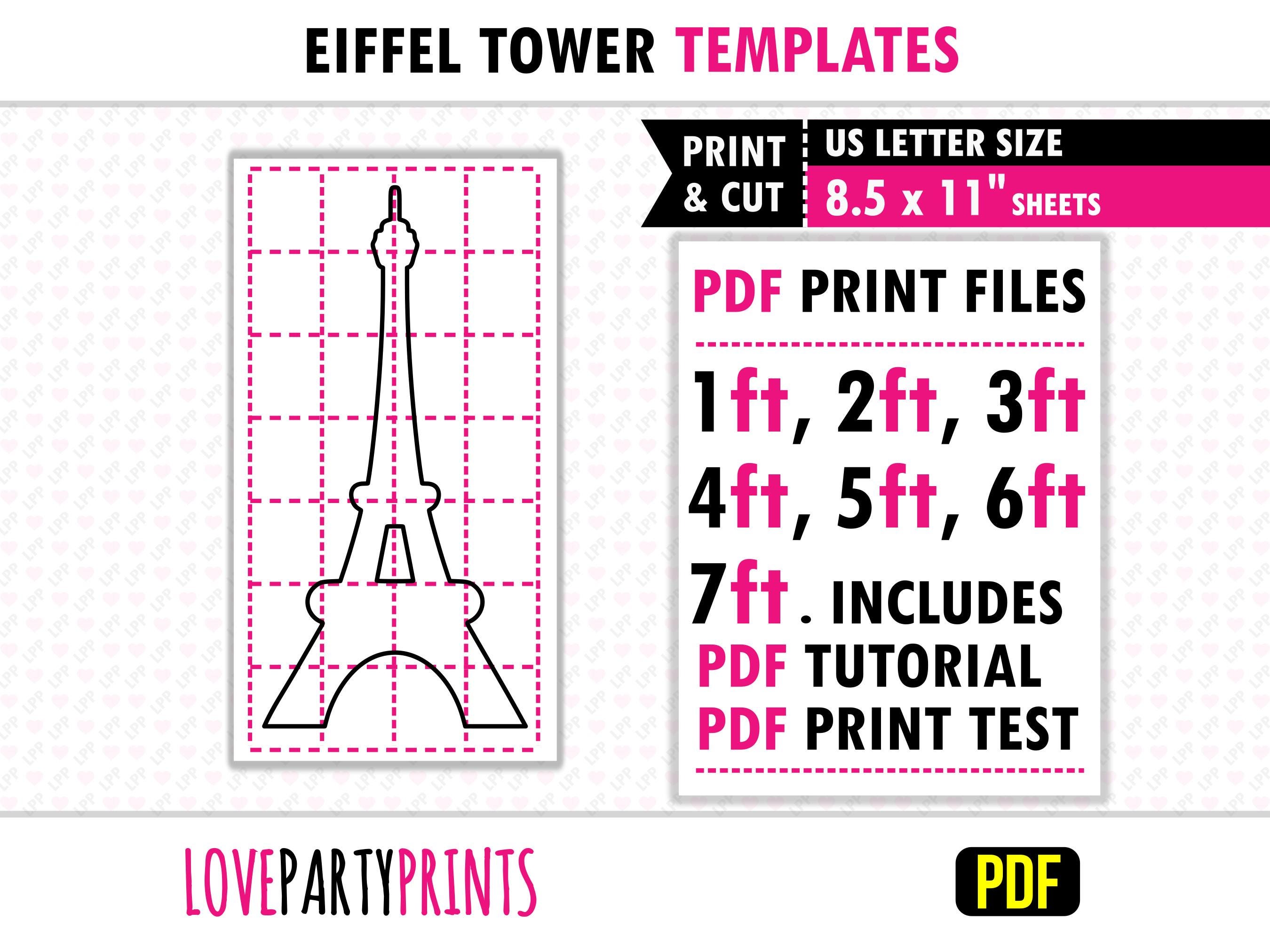 Eiffel Tower Stencil PDF, Print & Trace, Wedding Life Size Silhouette ...