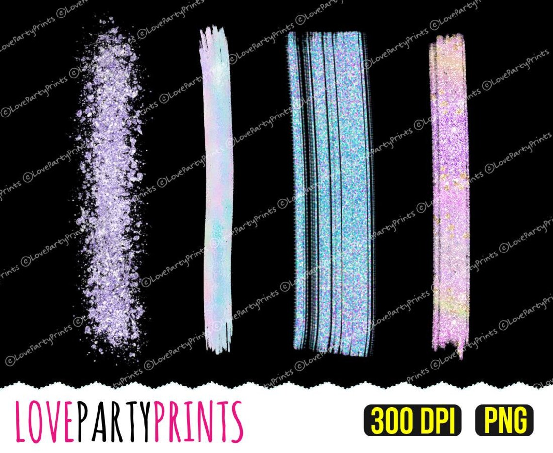 Rainbow Brush Strokes Clipart, PNG Format 300dpi, Rainbow Glitter ...